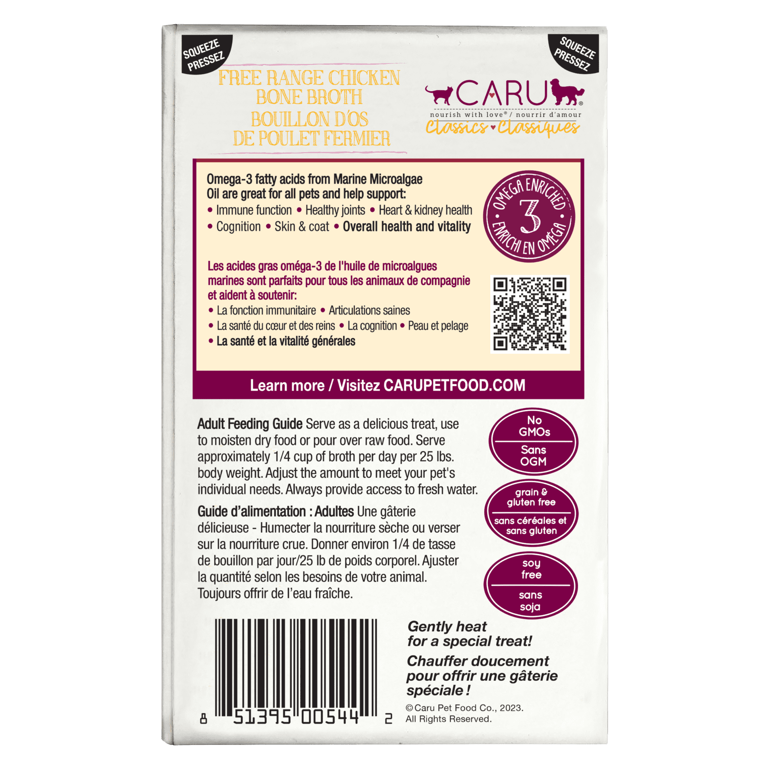 Caru Classics Free Range Chicken Bone Broth for Dogs & Cats - Caru Pet Food